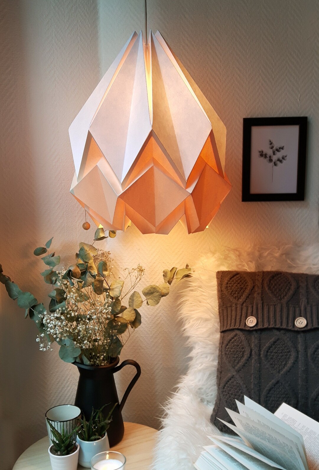 LAST ITEMS - Lampshade for Living Room - Origami Pendant Light Handmade ...