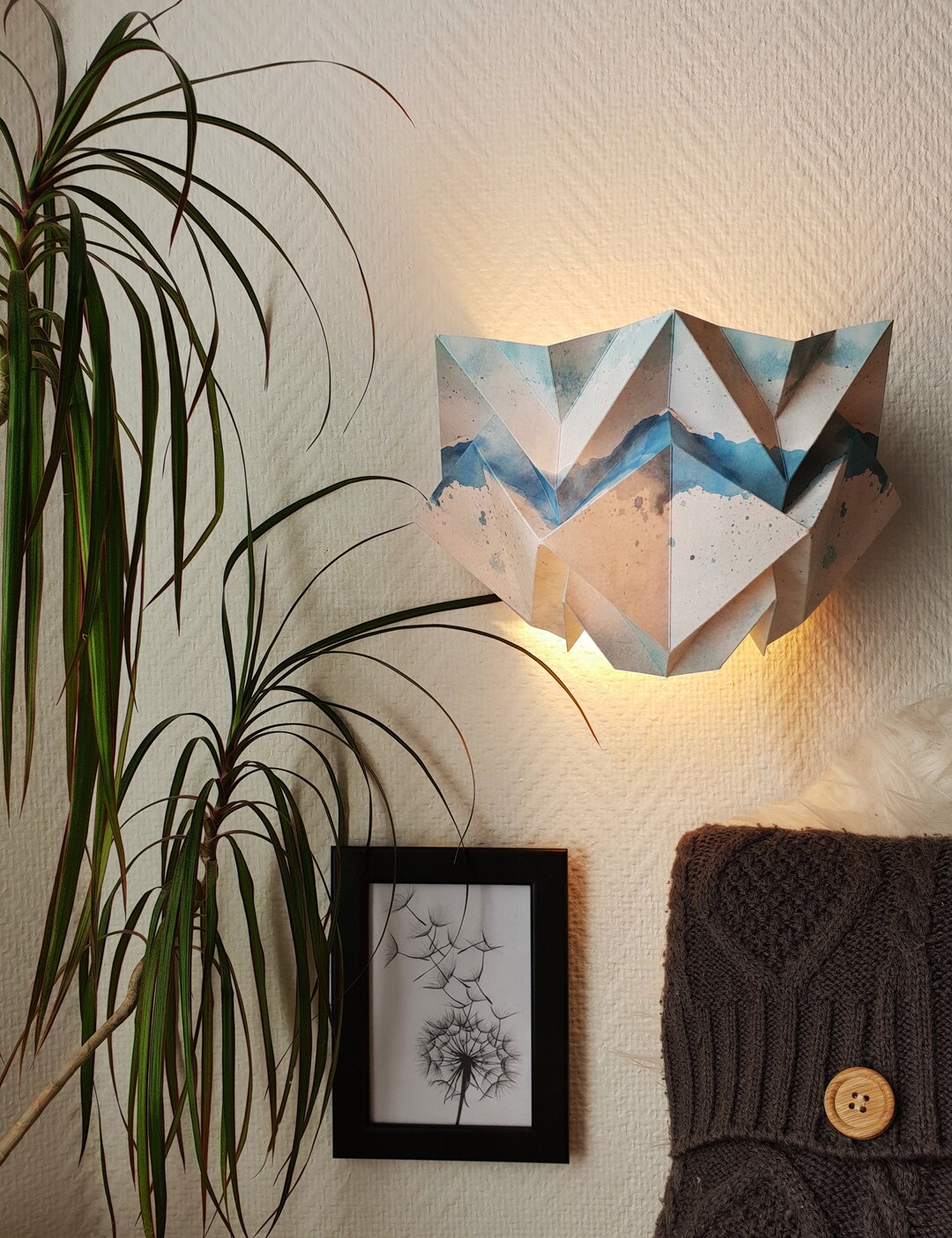 Summer Origami Wall Sconce Handmade in Paper | Wall Light Fixture ...