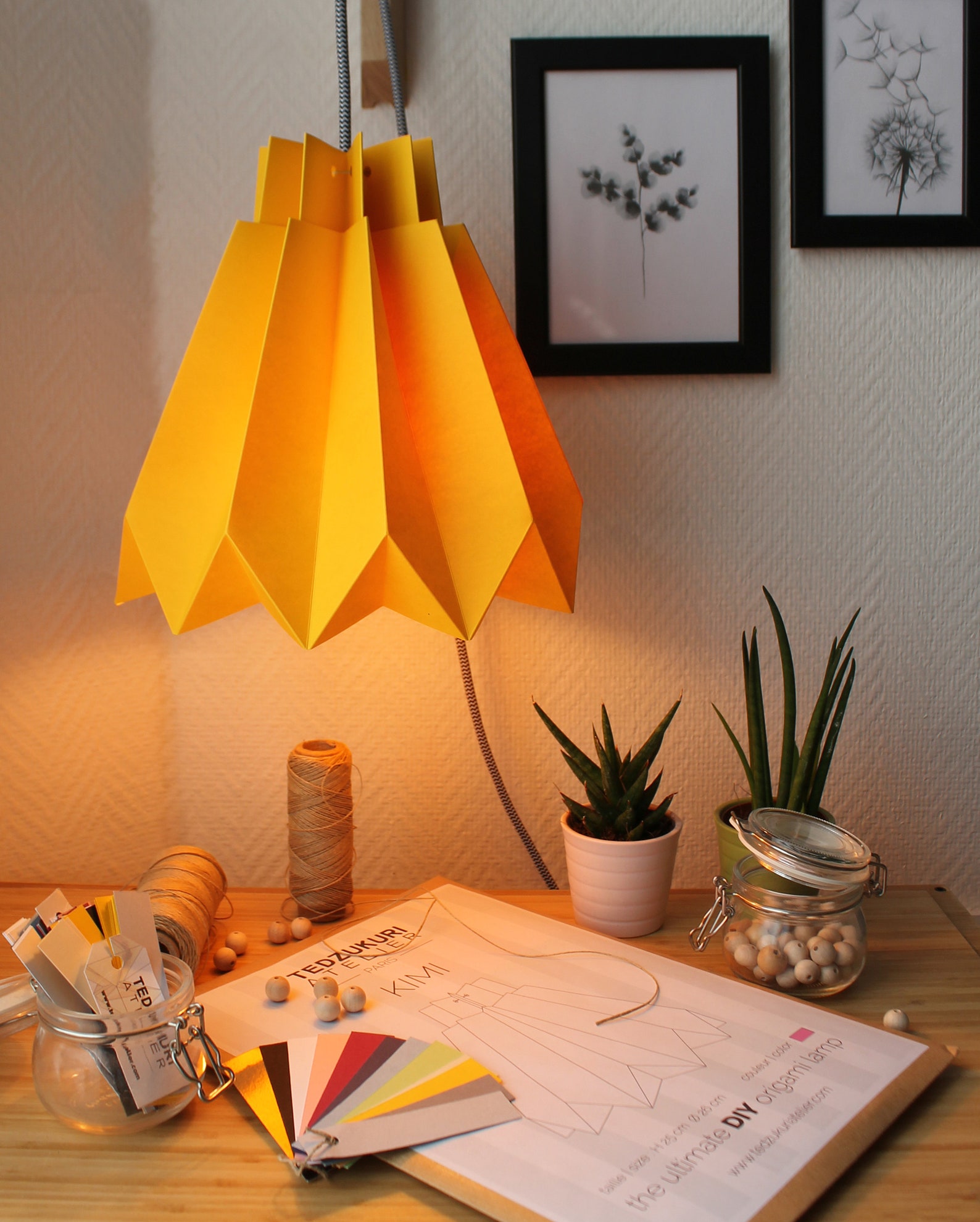 Suspension Origami DIY en papier jaune d'or | Etsy