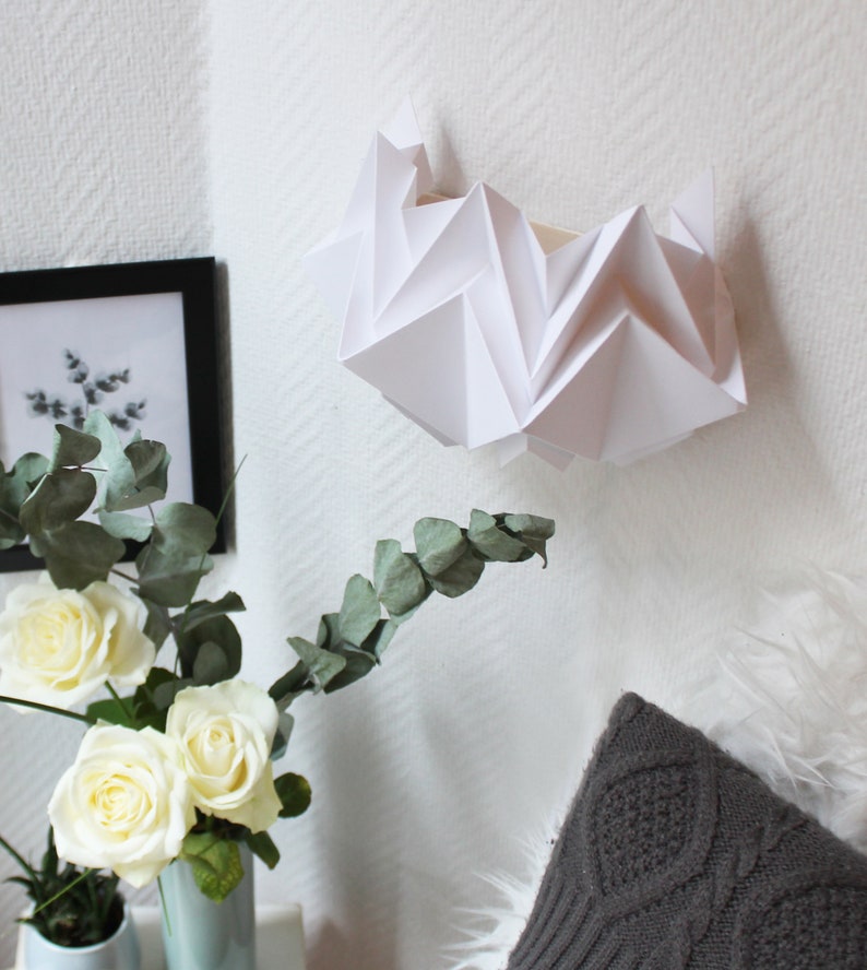 Origami Wall Sconce Handmade in Paper Wall Light Fixture - Etsy