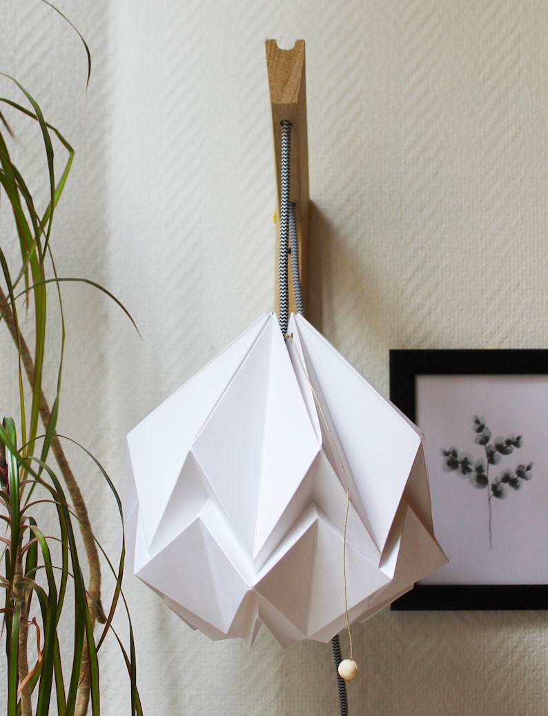 Origami Wall Lighting Fixture Wooden Bracket With Paper - Etsy