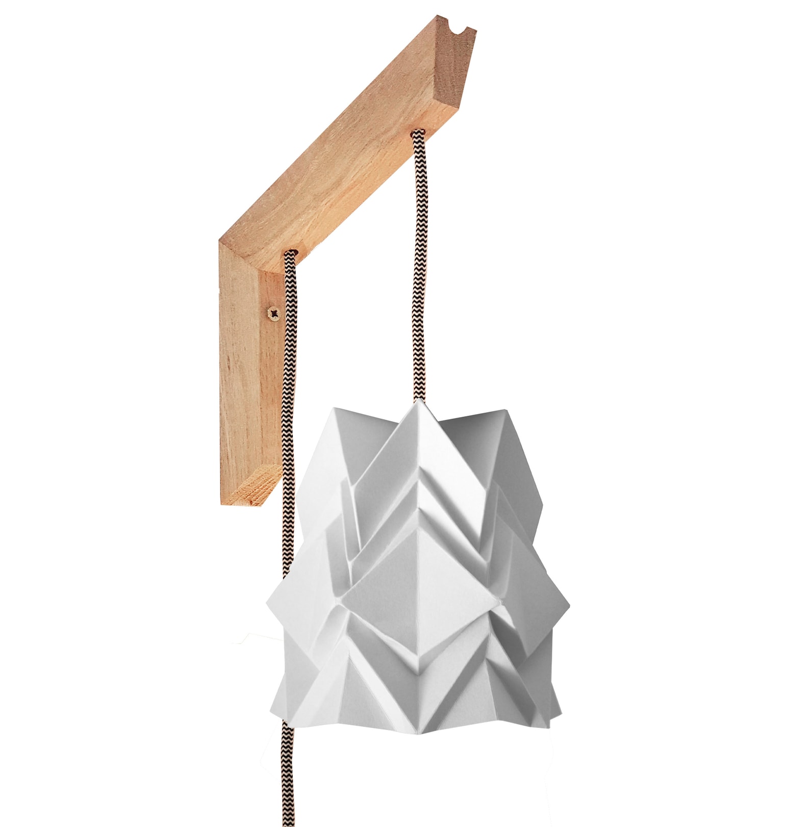 Origami Wall Lighting Fixture Wooden Bracket With Small Paper Pendant ...