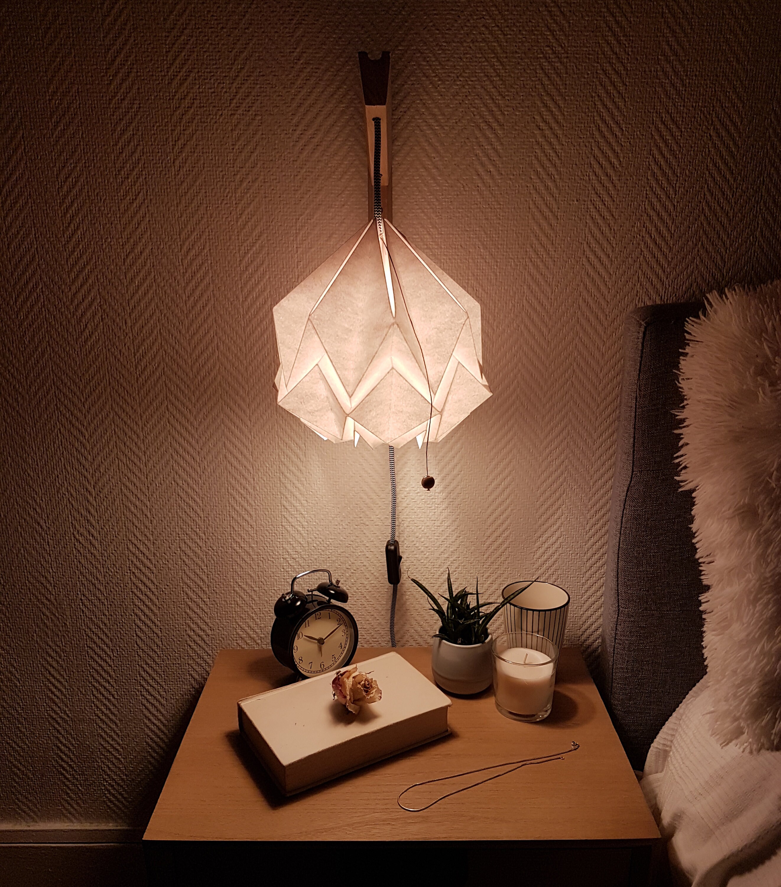 Origami Wall Lighting Fixture Wooden Bracket With Paper - Etsy