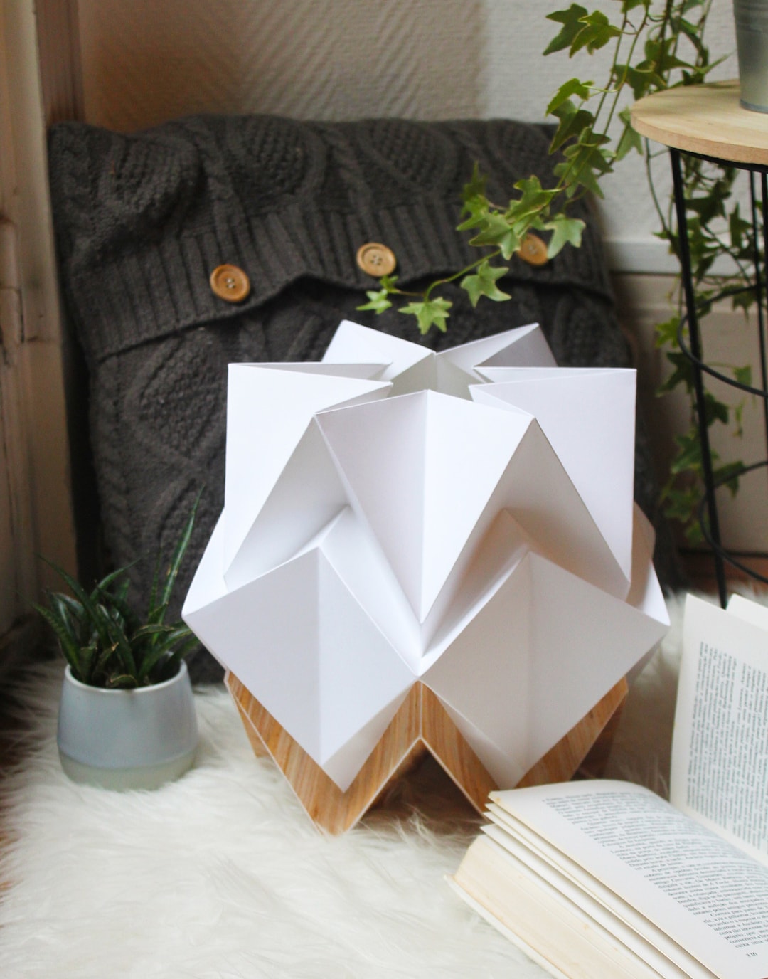 Origami Table Lamp in Paper - Etsy
