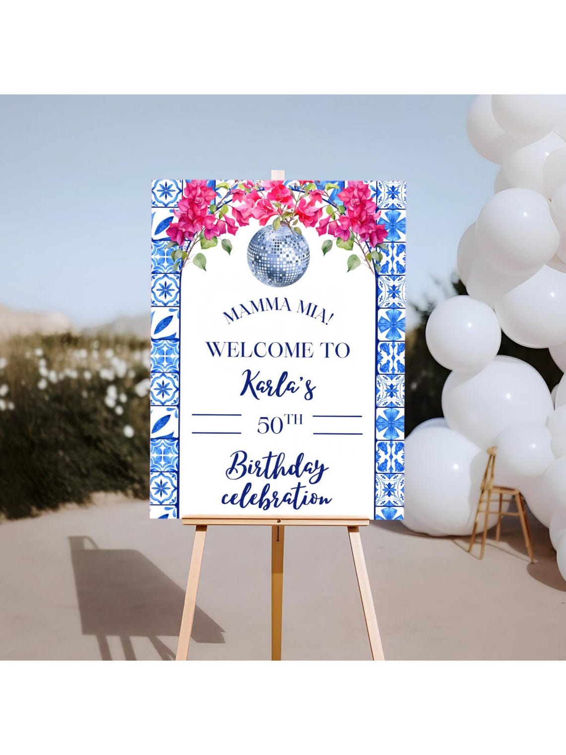 Personalized Mamma Mia Birthday Welcome Sign PNG/PDF - Etsy