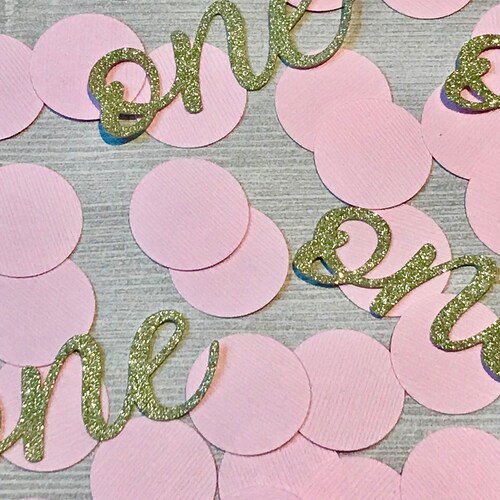 50 Gold and Pink One Confetti 1st Birthday Girl Decorations - Etsy