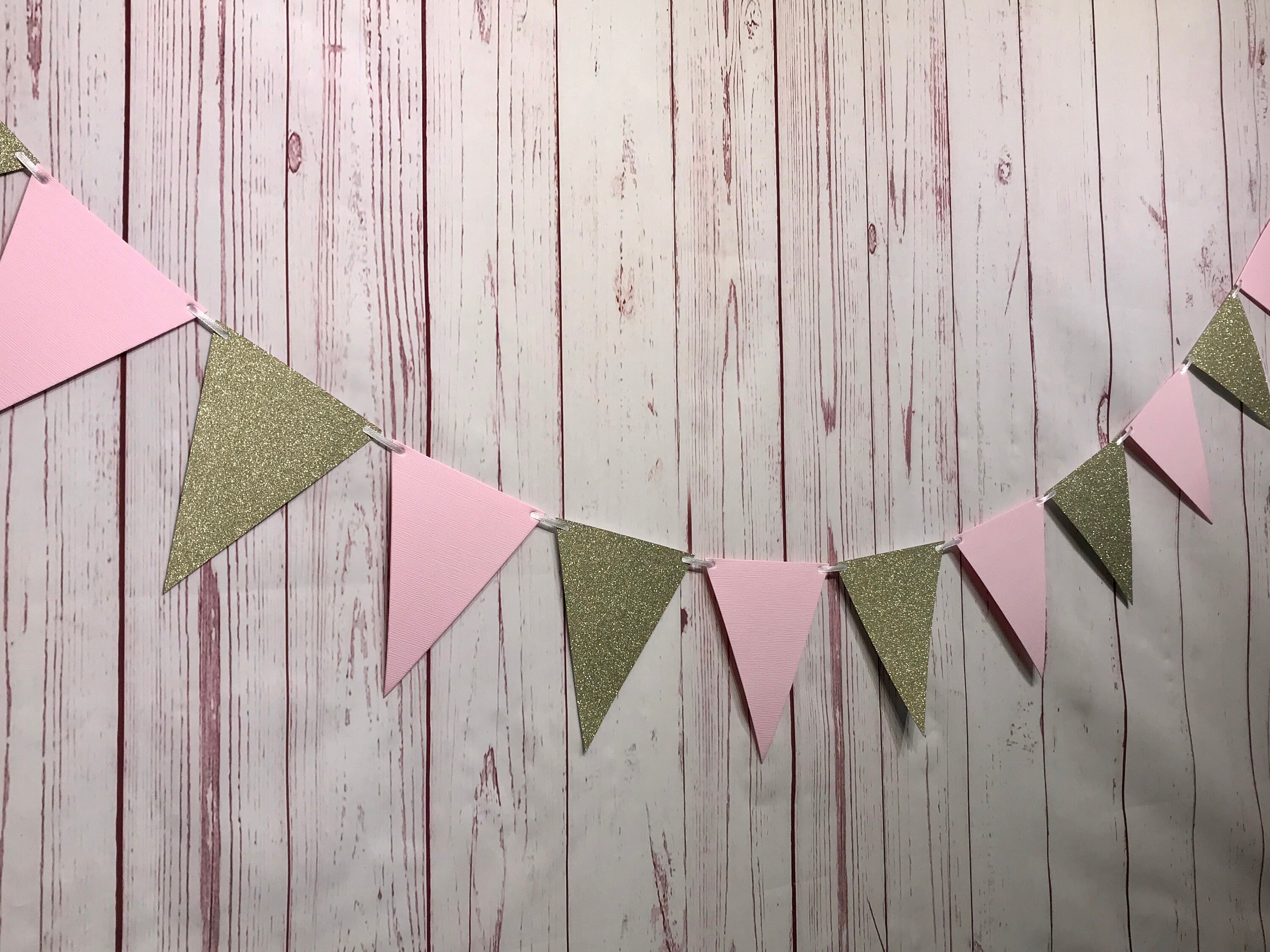 Pink and Gold Bunting Pink and Gold 1st Birthday Triangle | Etsy