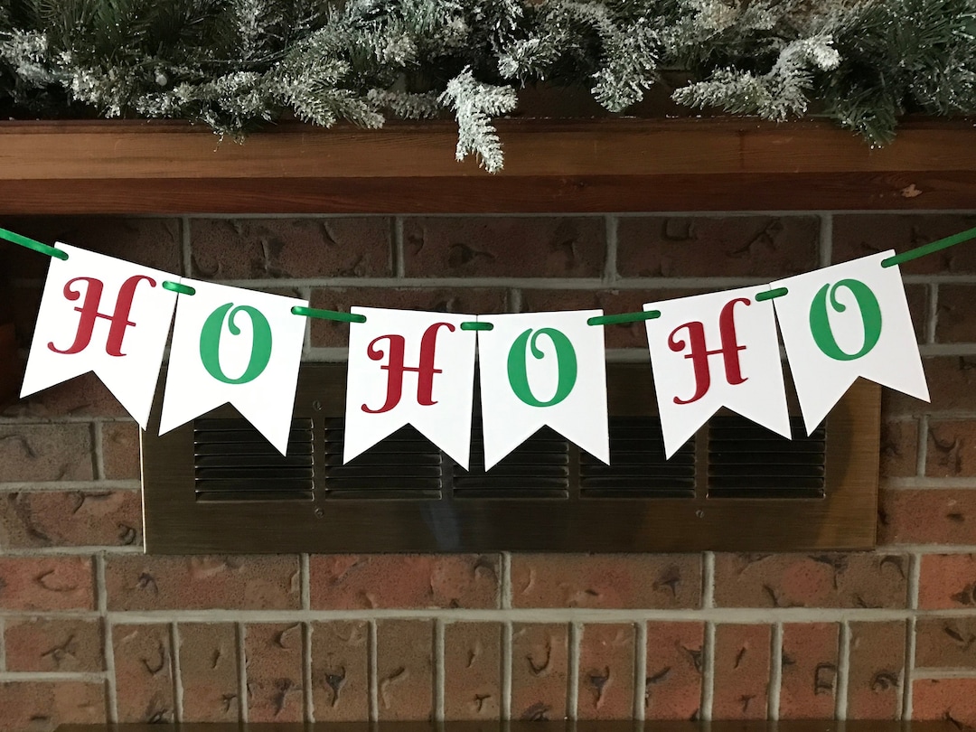 HO HO HO Merry Christmas Banner, Christmas Party Banner, Christmas ...