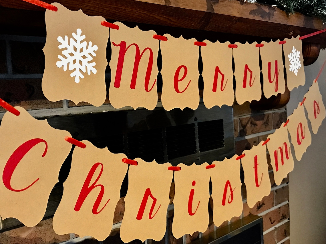 Merry Christmas Banner Christmas Decoration Holiday Banner - Etsy Canada