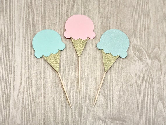 Ice Cream Toppers, Ice Cream Birthday, Ice Cream Social, Gender Reveal ...