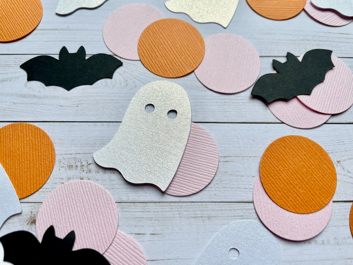 50 Pink Halloween Confetti Mix Spooky Girl Ghost Confetti - Etsy