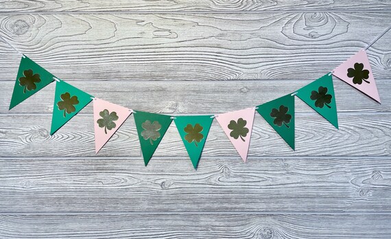 Pink and Green Lucky Clover Banner, Girl Lucky One Birthday, Shamrock ...