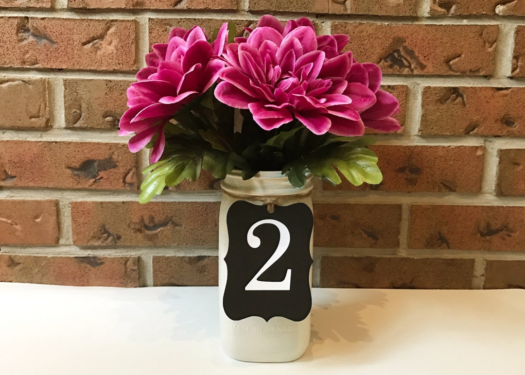 Table Number Tags, Mason Jar Tag, Table Number Centrepiece, Wedding ...