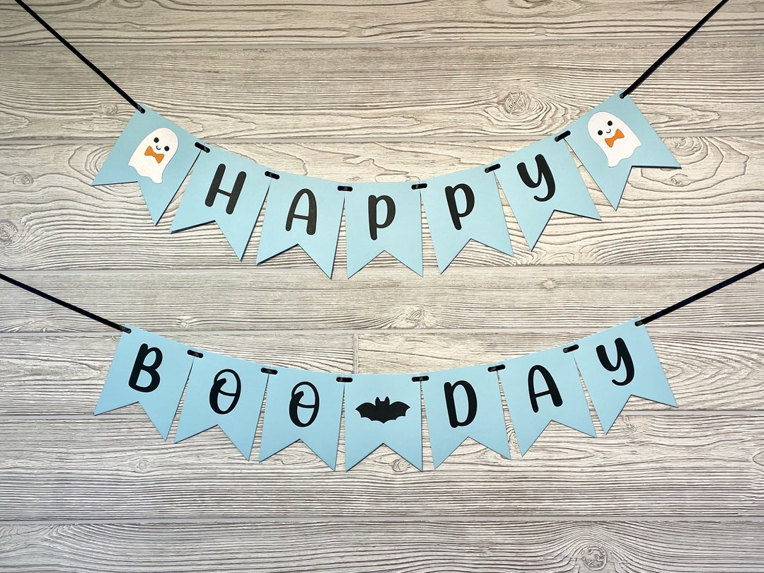 Blue Happy Boo Day Banner Halloween Happy Birthday Spooky - Etsy