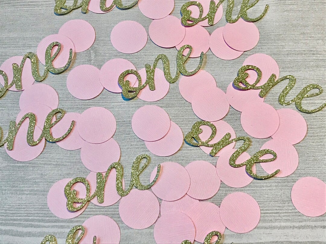 50 Gold and Pink One Confetti, 1st Birthday Girl Decorations, First ...