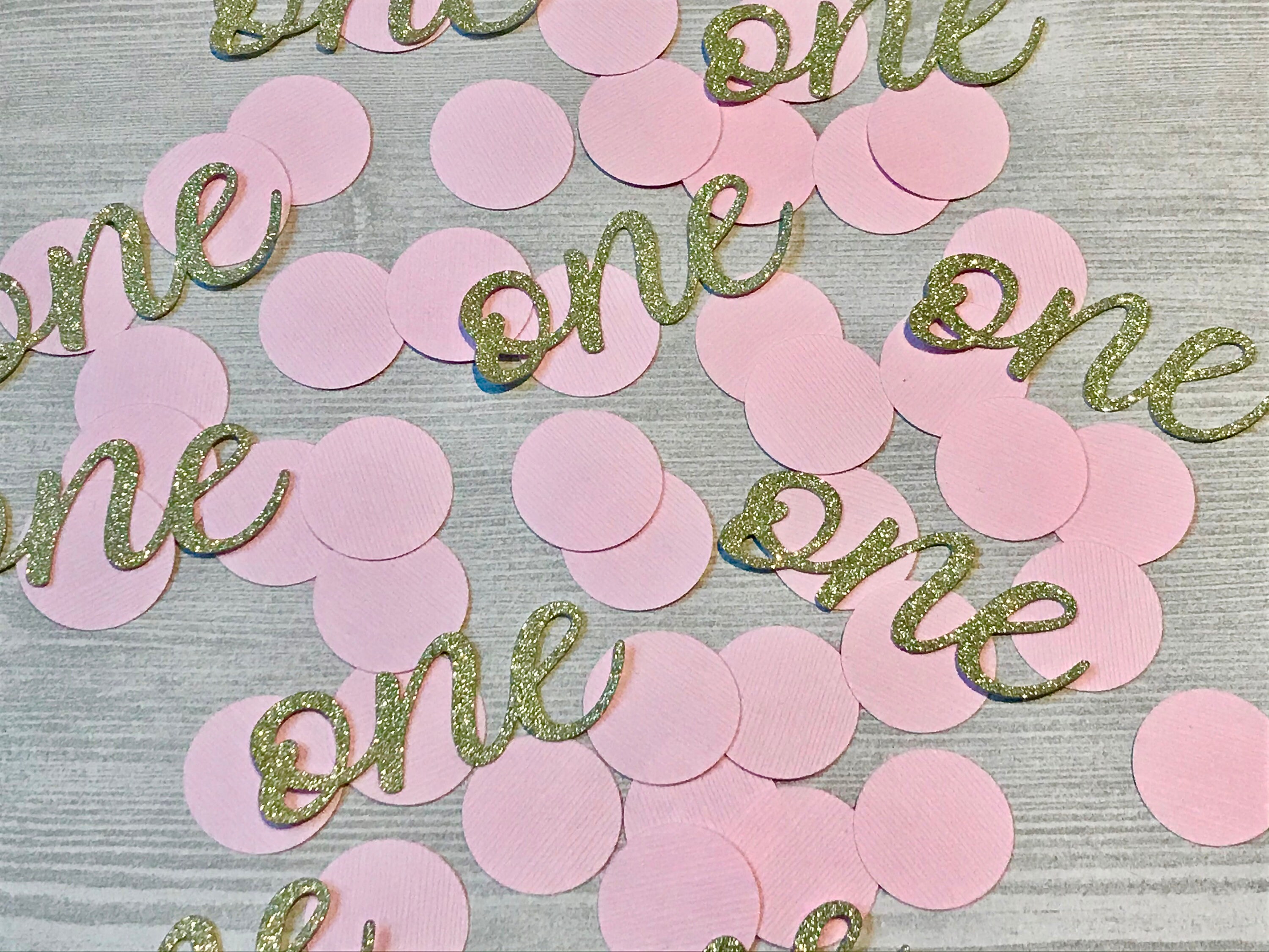 50 Gold and Pink One Confetti 1st Birthday Girl Decorations | Etsy