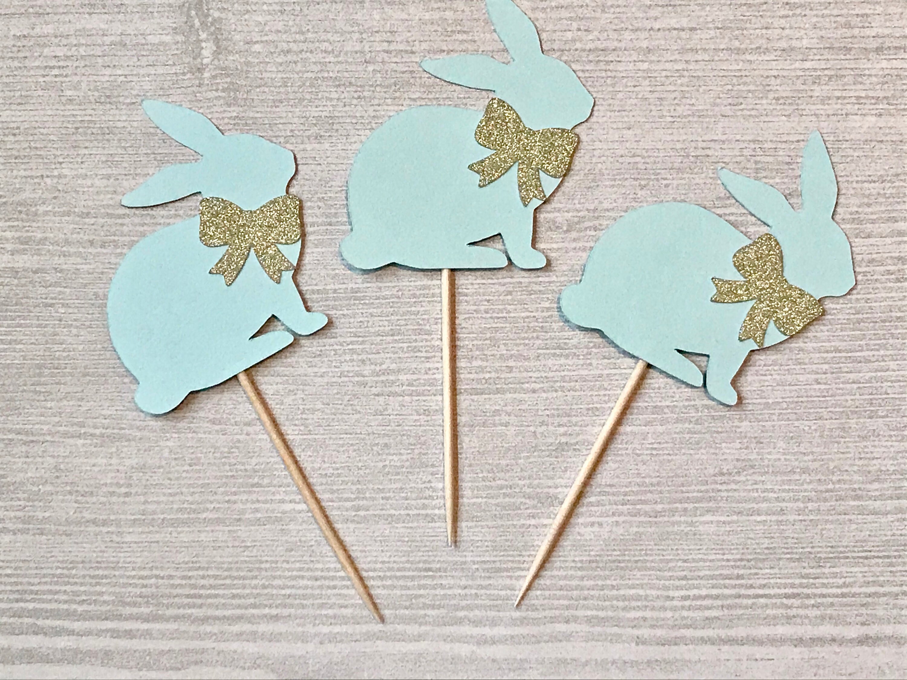 Blue Bunny Cupcake Toppers Some Bunny is One Baby Shower - Etsy