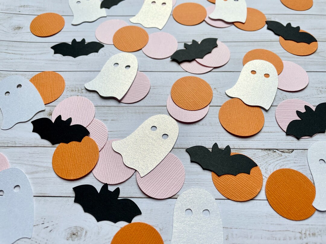 50 Pink Halloween Confetti Mix, Spooky Girl, Ghost Confetti, Bat ...