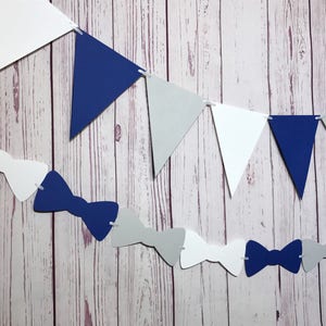 Triangle Bunting, Blue Grey Bunting, Paper Garland, Pennant Banner ...