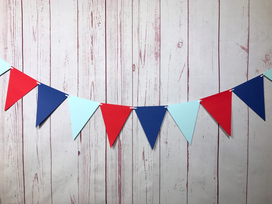 Red Blue Bunting, Triangle Bunting, Paper Garland, Pennant Banner ...