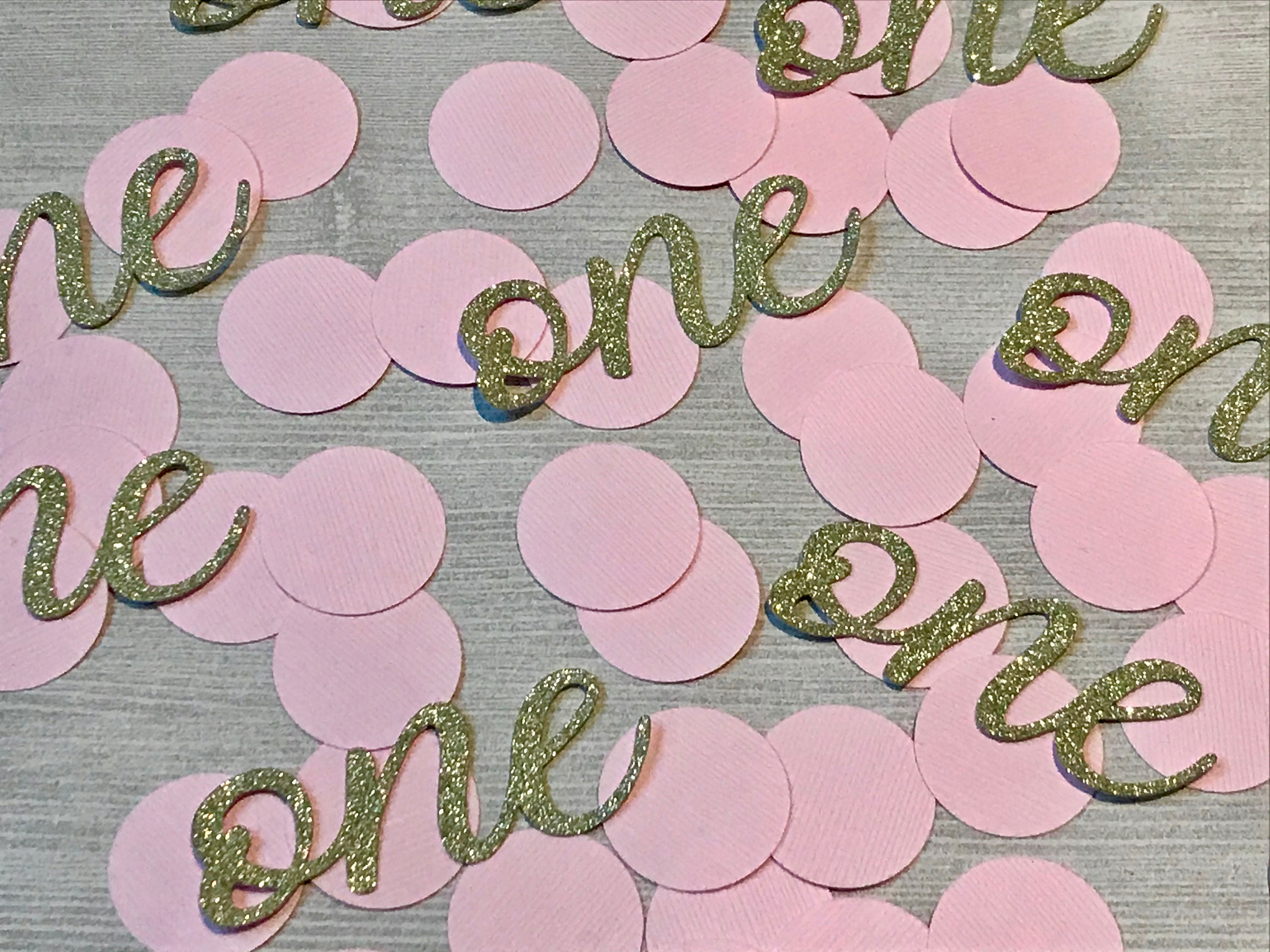 50 Gold and Pink One Confetti 1st Birthday Girl Decorations - Etsy