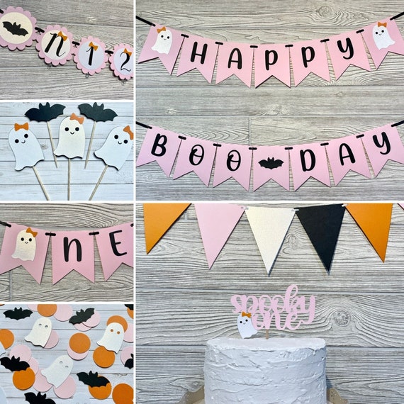 Pink Happy Boo Day Party Package, Our Little Boo Is Turning One ...