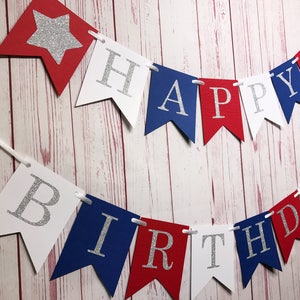 Red White and Blue Birthday Banner, Little Firecracker, Patriotic ...