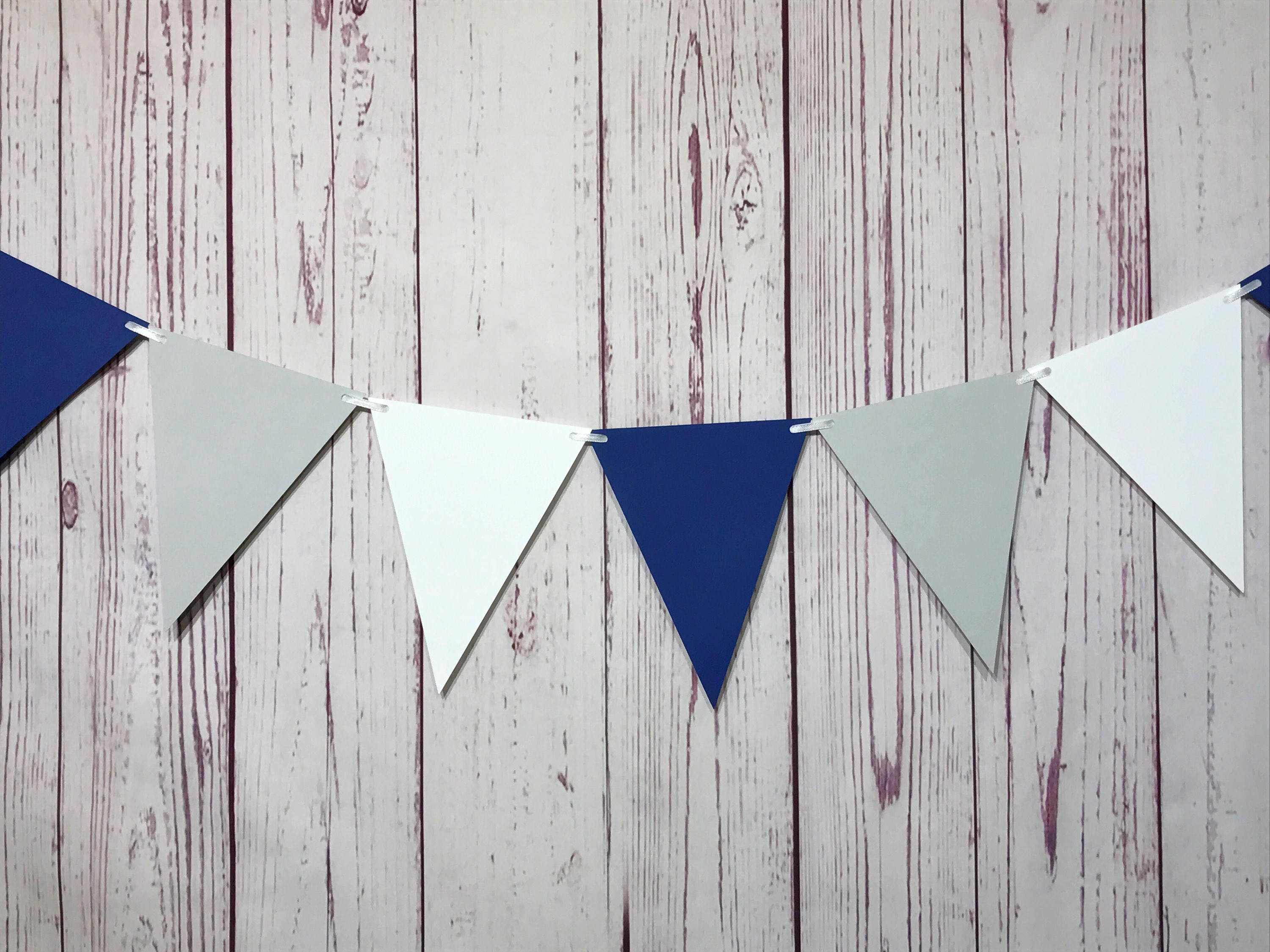 Triangle Bunting Blue Grey Bunting Paper Garland Pennant | Etsy
