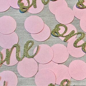 50 Gold and Pink One Confetti, 1st Birthday Girl Decorations, First ...
