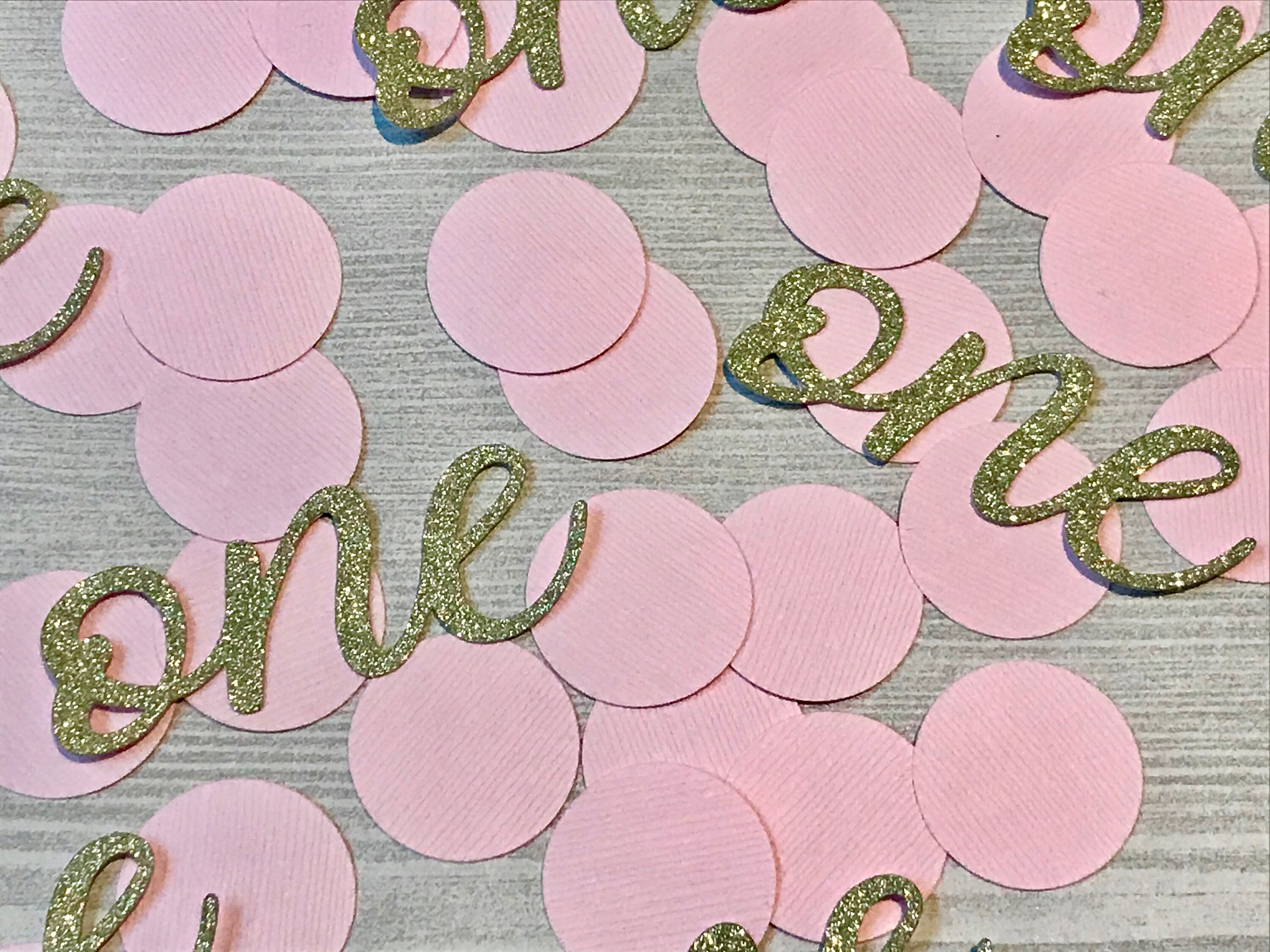 50 Gold and Pink One Confetti 1st Birthday Girl Decorations | Etsy