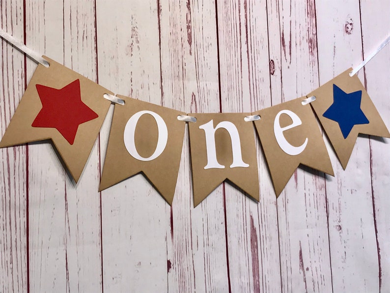 One Birthday Banner Red White and Blue Patriotic 1st - Etsy
