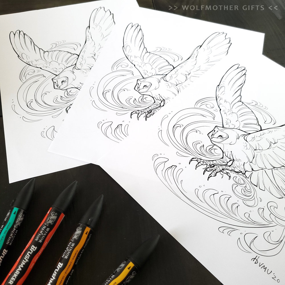 Owl's Wind Cailleach-oidhche Printable Coloring Page - Etsy