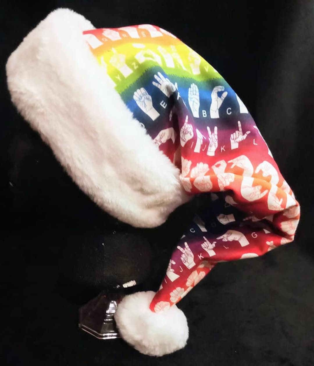 ASL American Sign Language Multicolored Christmas Santa Hat - Etsy