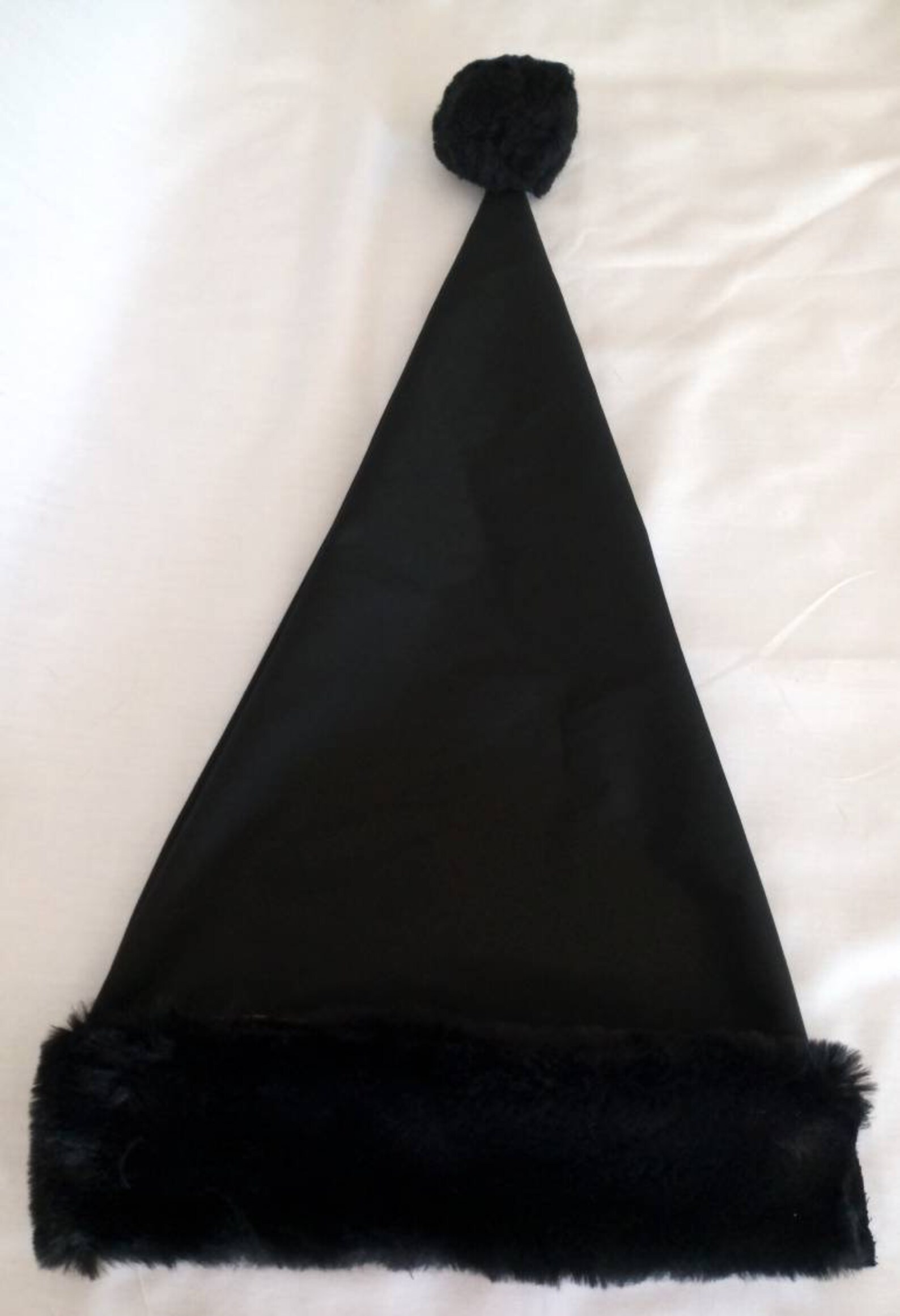 Solid Black Cotton Christmas Santa Hat - Etsy