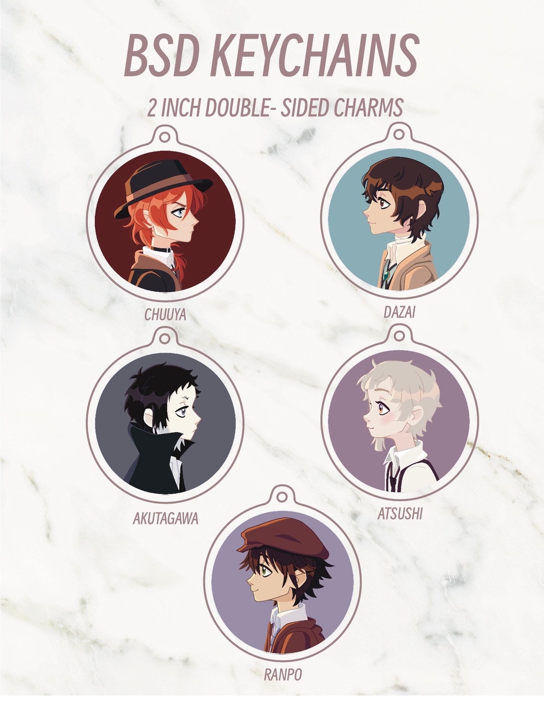 BSD Anime Manga Keychains - Etsy