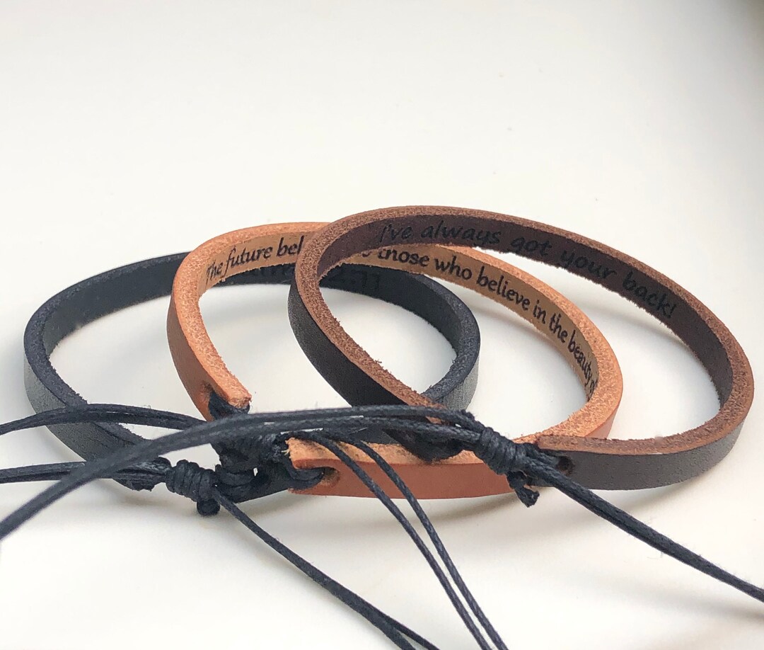 Personalized Leather Bracelets Custom Leather Bracelets Engraved ...