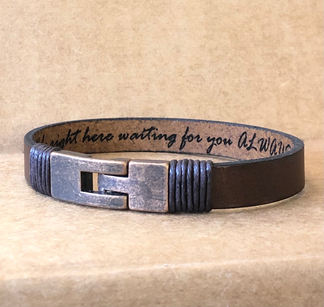 Men Personalized Leather Bracelet for Men: Engraved Hidden Message ...