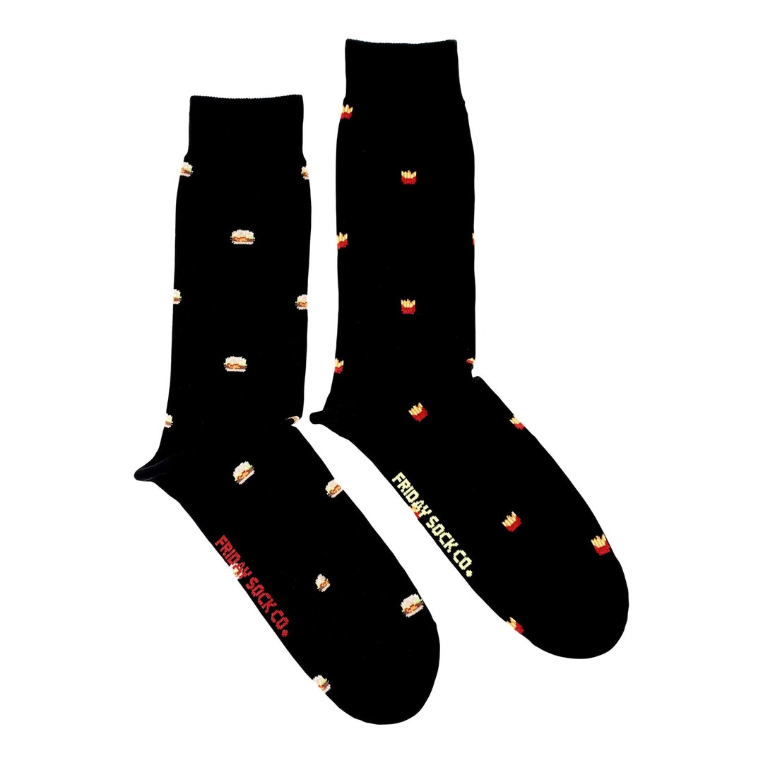Men's Socks Tiny Burger & Fries Friday Sock Co. Fun - Etsy