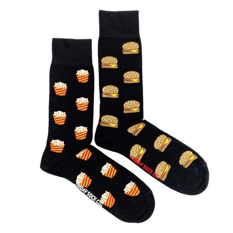 Men's Socks Burger & Fries Friday Sock Co Mismatched - Etsy