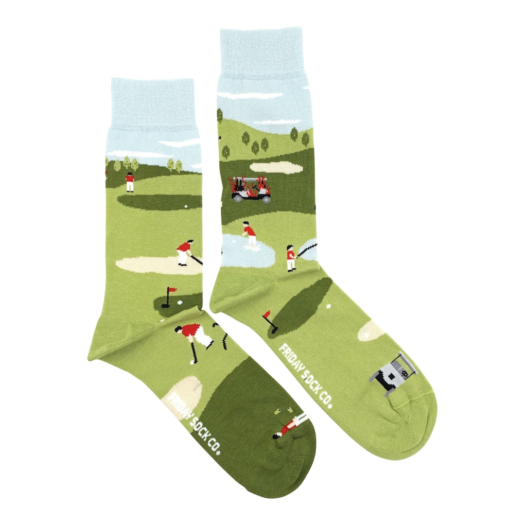 Men's Socks | Funny Golf Scene Socks | Friday Sock Co Mismatched Socks ...