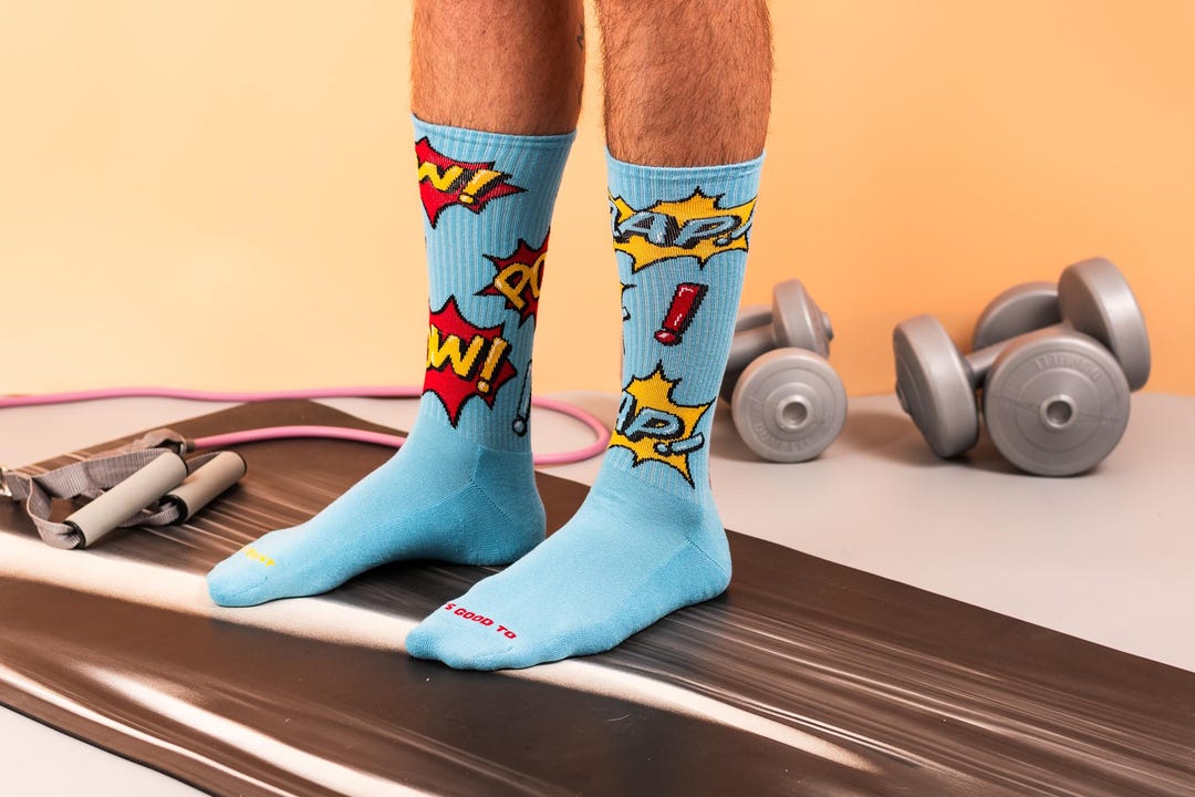 Men's Athletic Socks | Zap Pow Comic | Friday Sock Co. Mismatched Socks ...