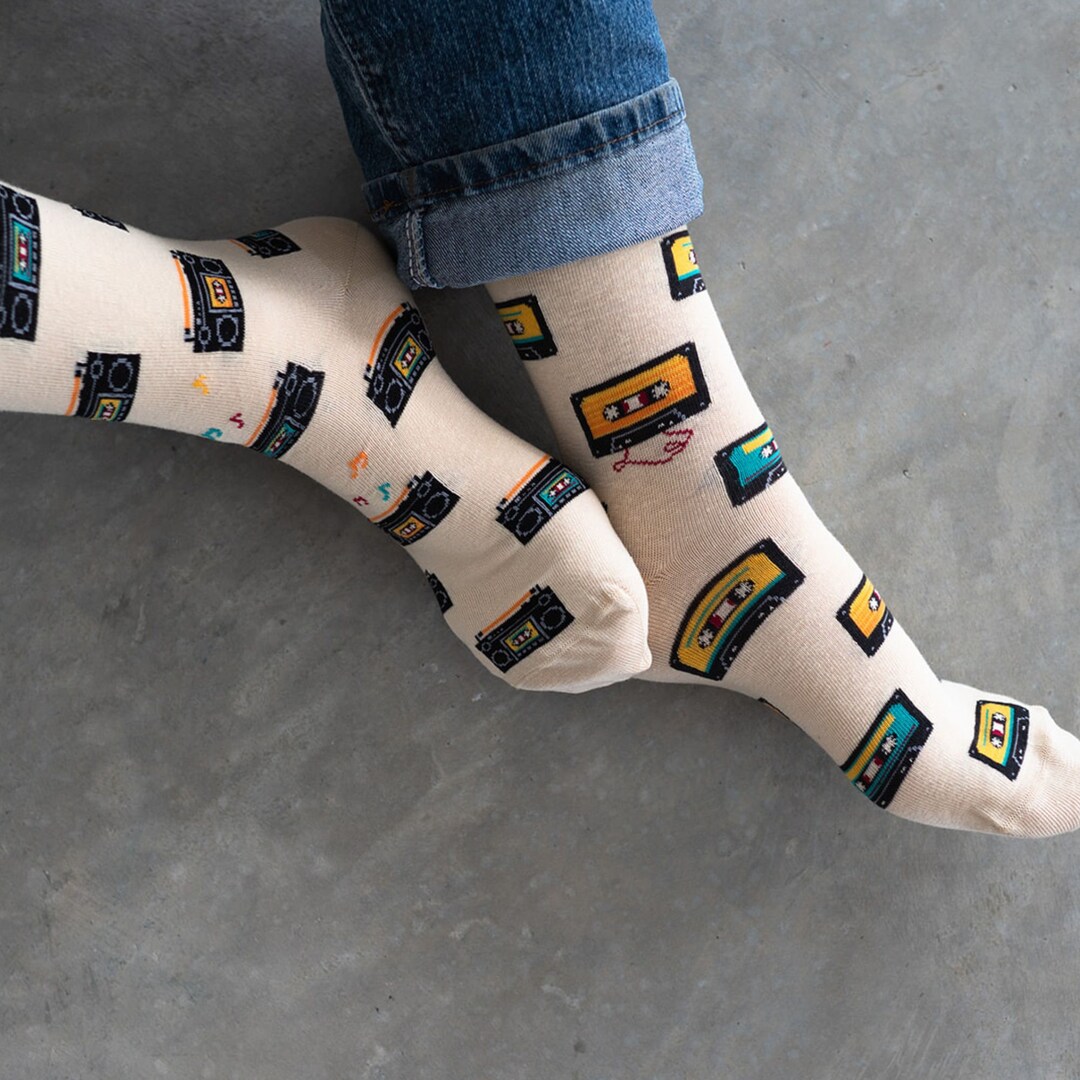 Men’s Socks | Cassette and Boom Box | Friday Sock Co Mismatched Socks ...