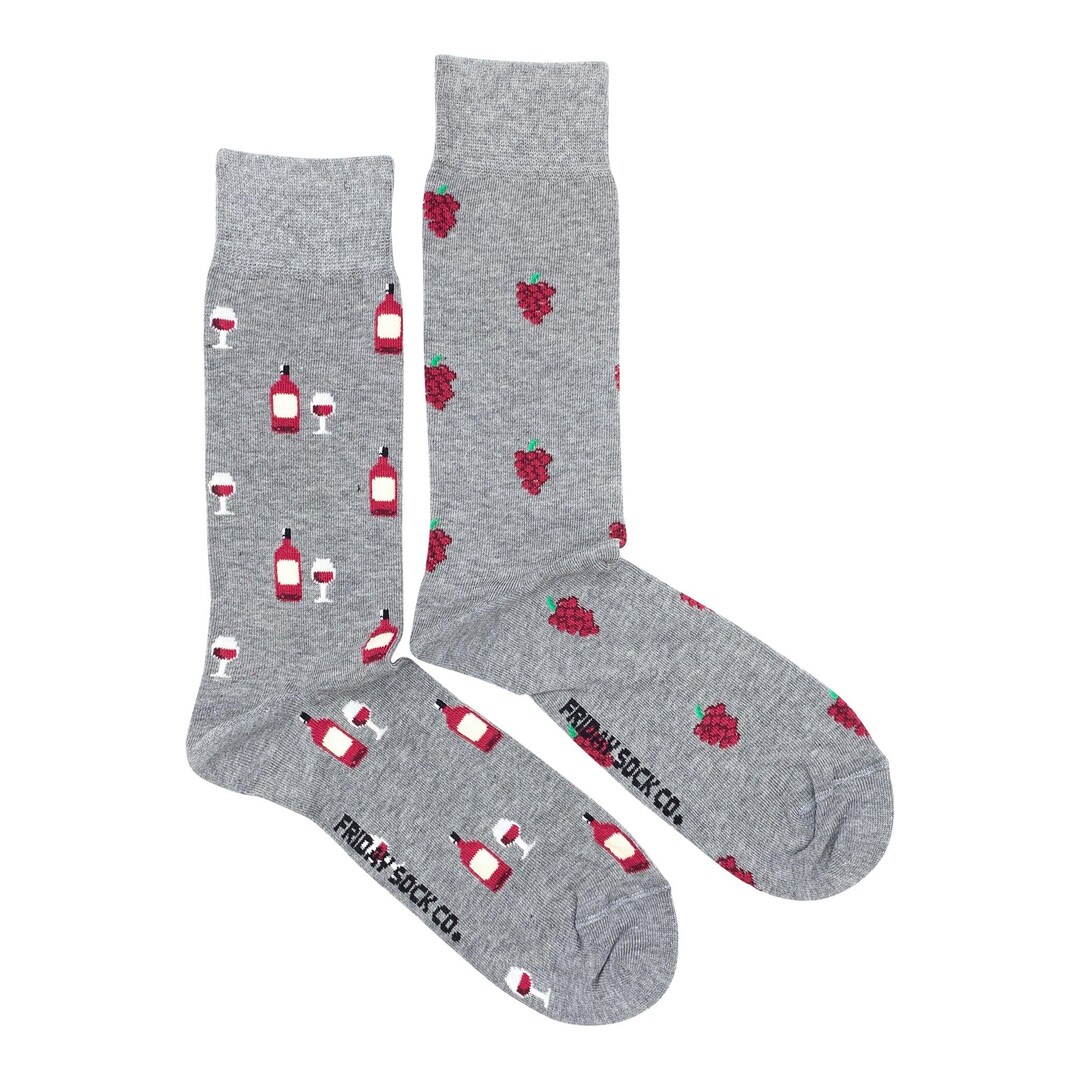 Men's Socks | Red Wine & Grapes | Friday Sock Co. Mismatched Socks ...