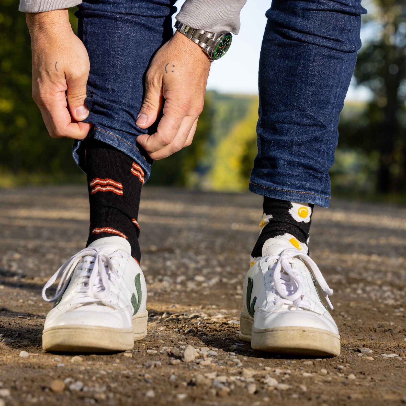 Bacon and Eggs Socks | Friday Socks | Fun Mismatched Socks | Cotton ...