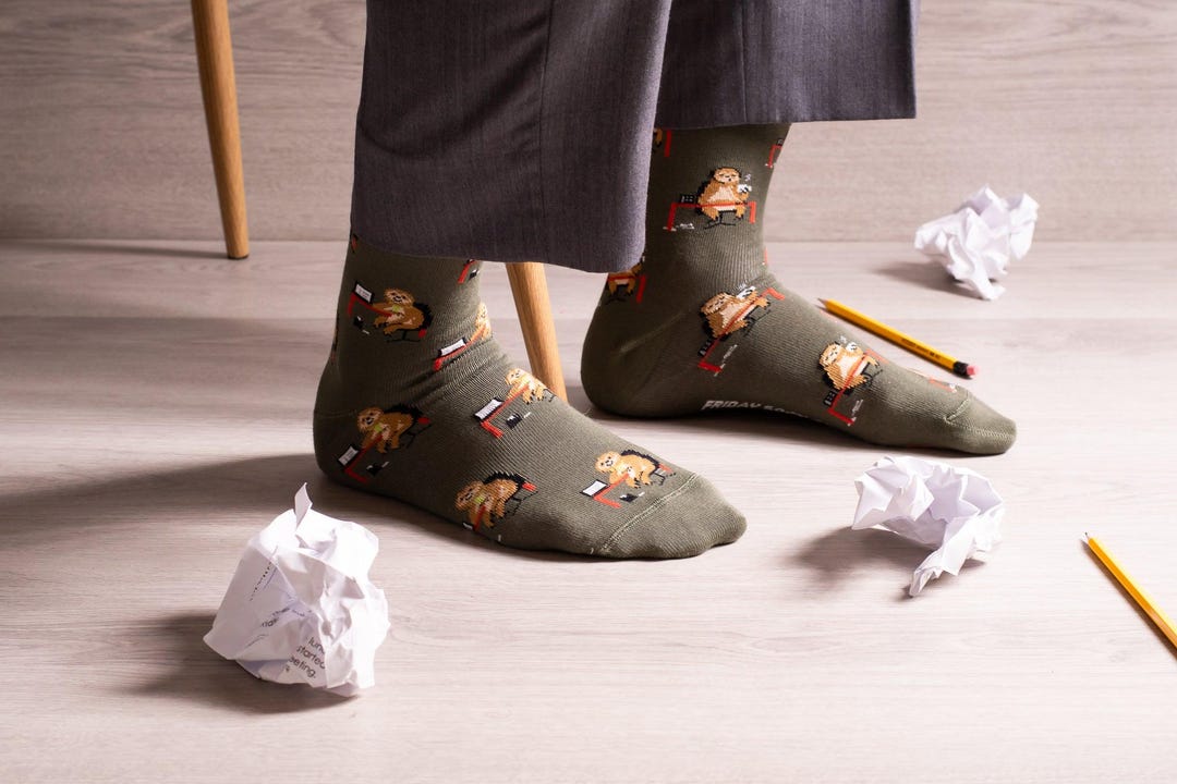 Men's Working Sloth Socks | Friday Sock Co Mismatched Socks | Gift for ...