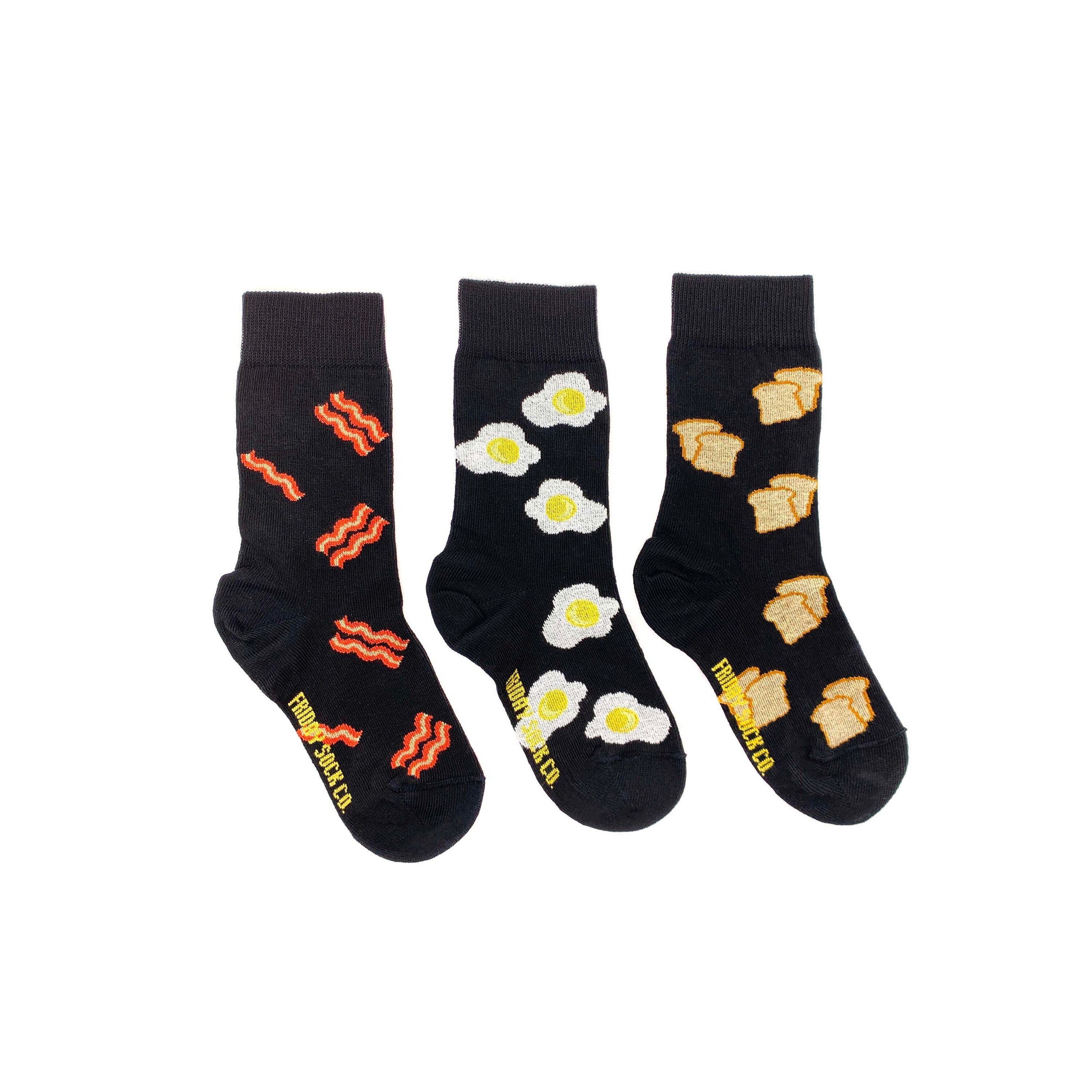 Kid's Socks Bacon & Eggs Friday Sock Co Mismatched - Etsy