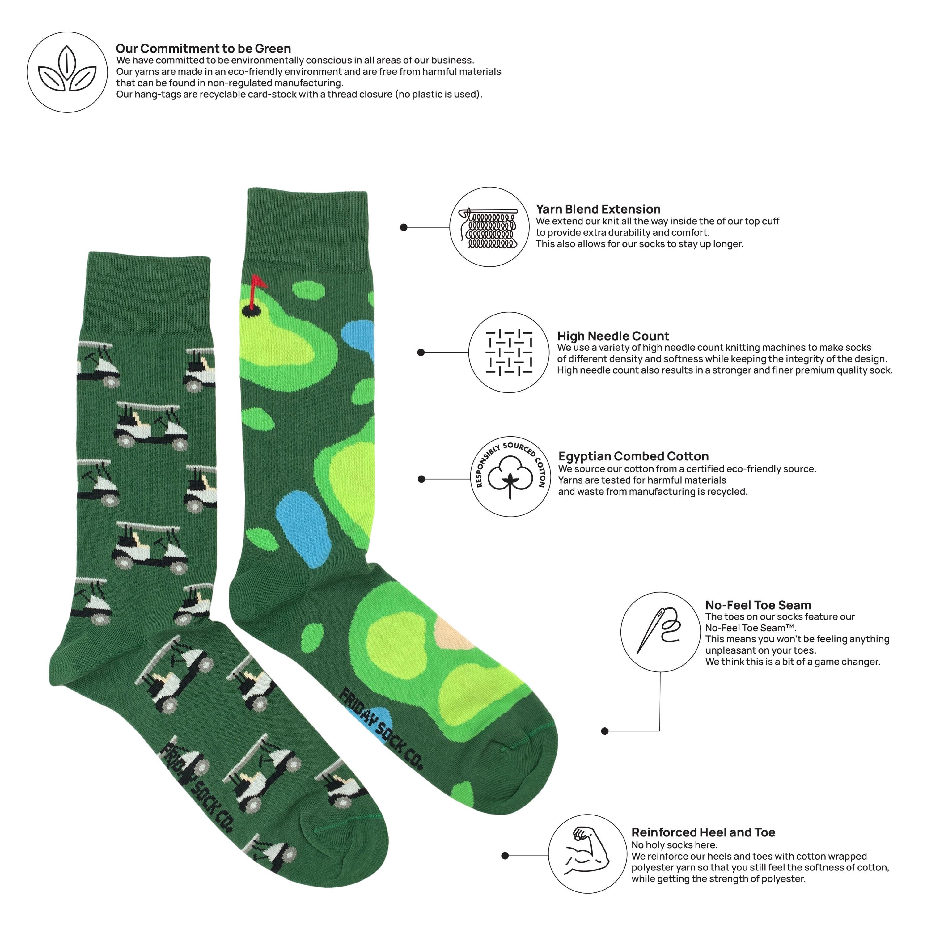 Golf Socks | Friday Sock Co Mismatched Socks | Golf Gift for Him ...