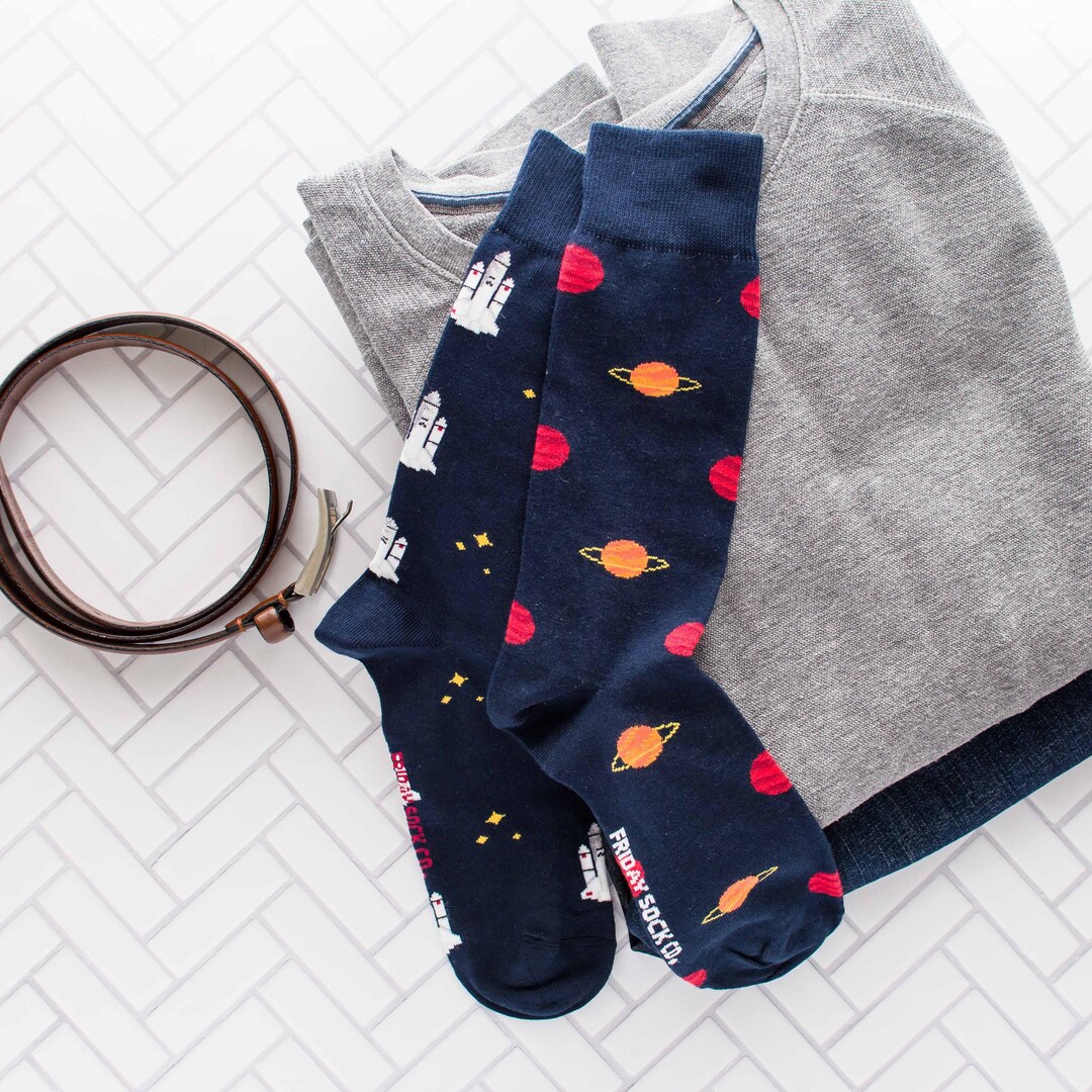Men's Socks | Planets & Space Shuttle | Friday Sock Co. Mismatched ...