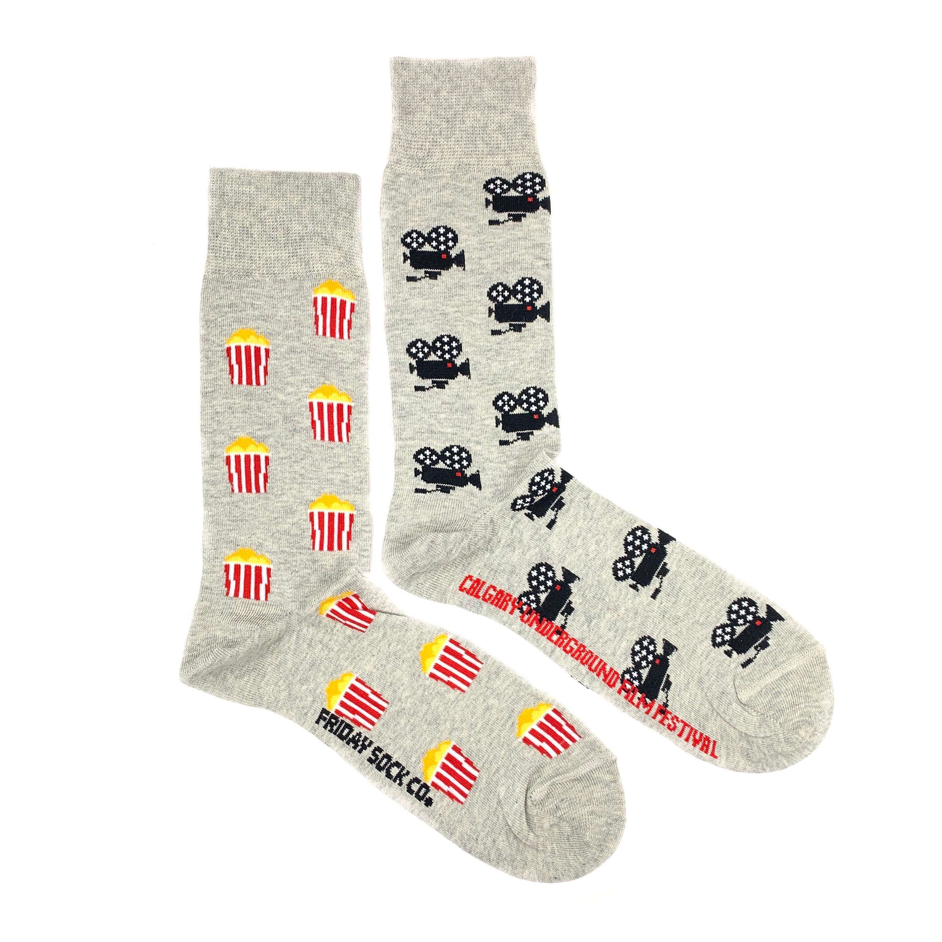 Men's Socks Popcorn & Movie Friday Sock Co. Mismatched - Etsy