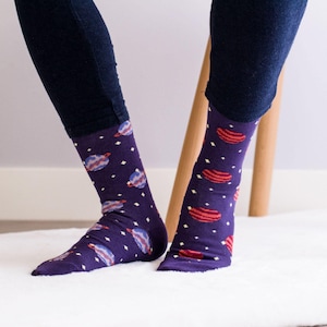 Women's Socks | Jupiter & Saturn | Friday Sock Co Mismatched Socks | Planets | Space Socks ...